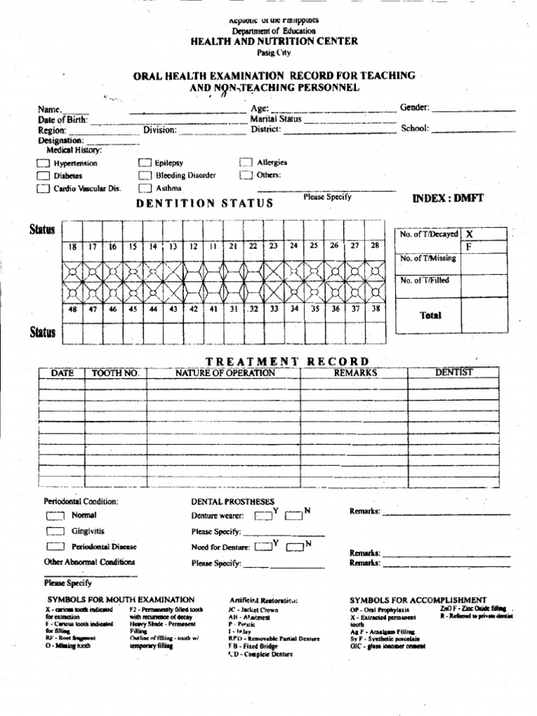 Oral Health Examination Record | PDF