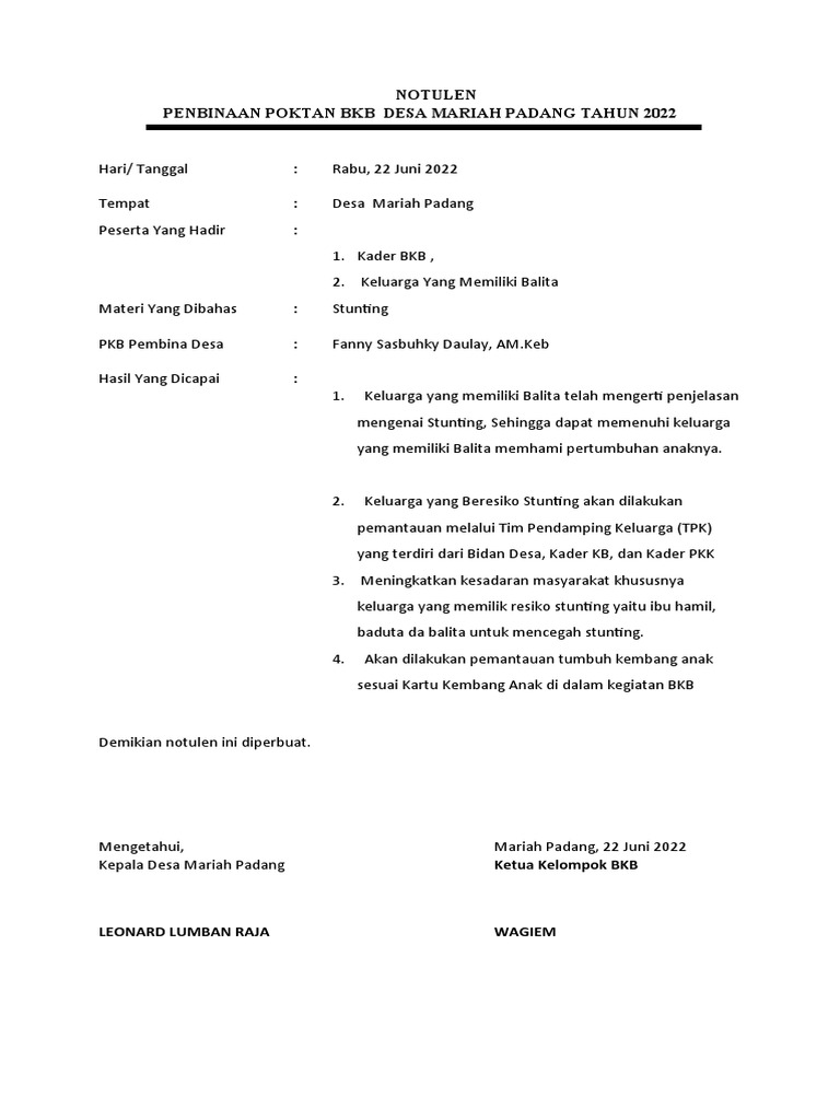 NOTULEN BKB Semester 2 Tahun 2021 | PDF