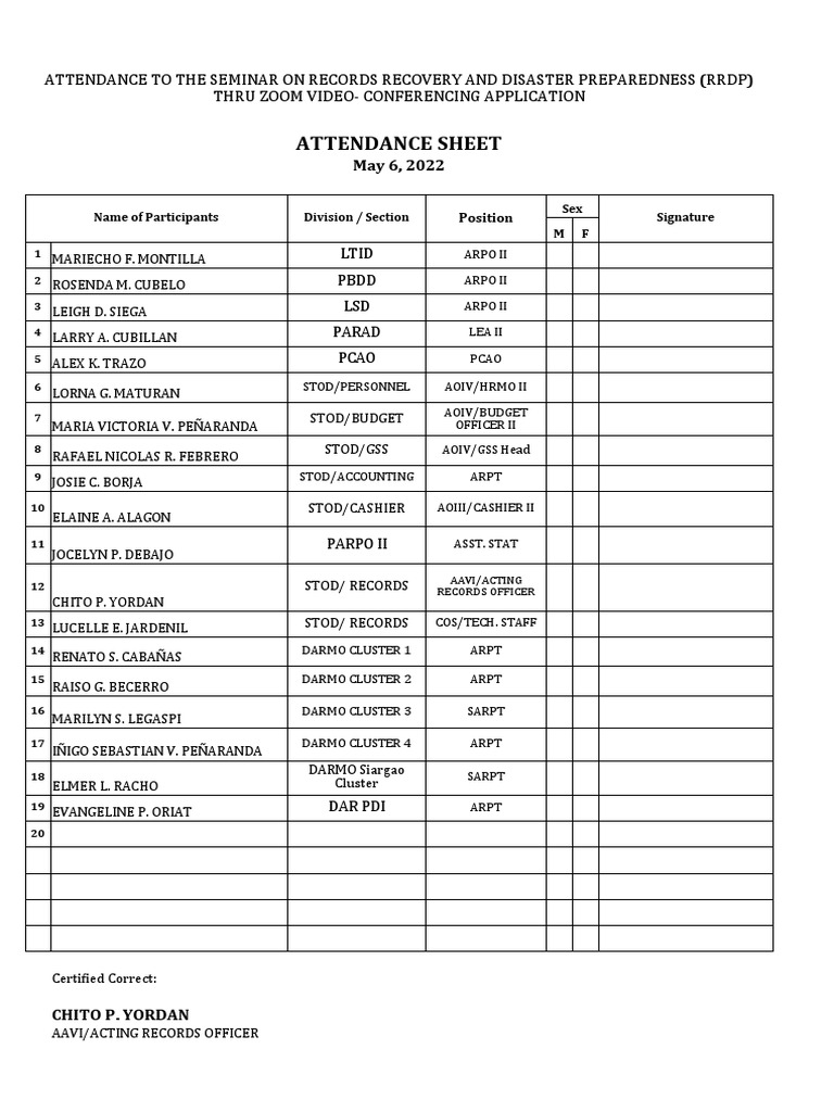 Attendance Sheet | PDF
