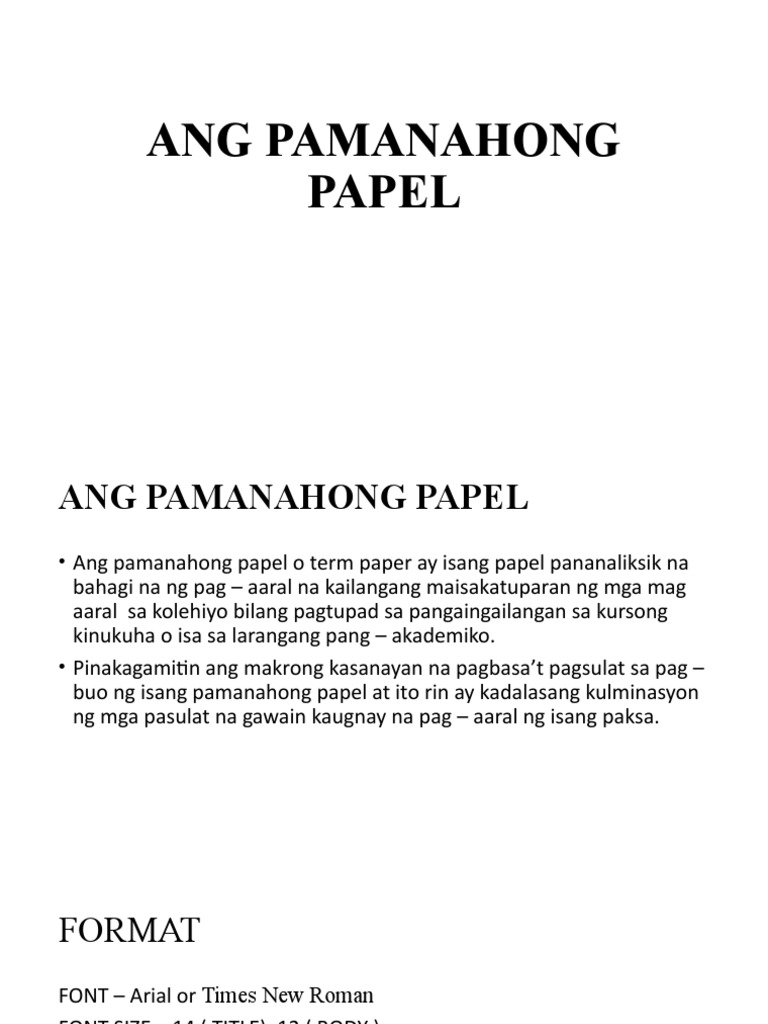 Ang Pamanahong Papel | PDF