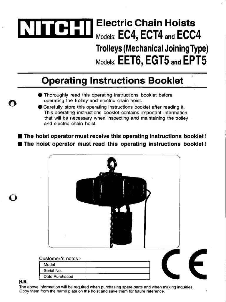 EC4 Electric Chain Hoists | PDF