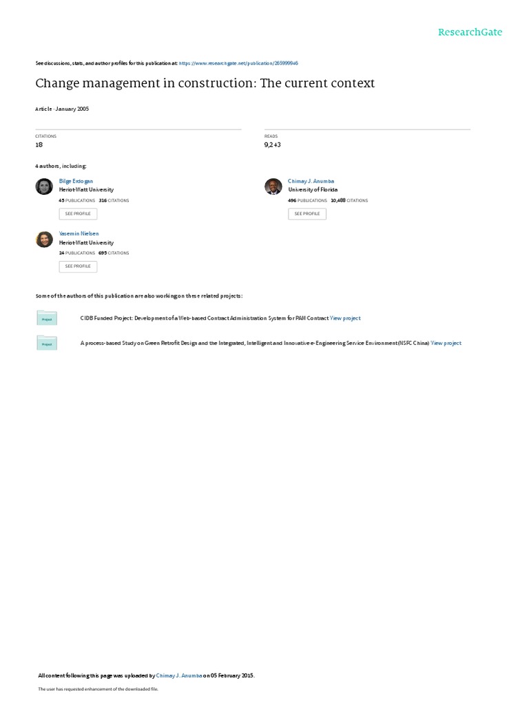 Change Management in Construction The Current Cont | PDF | Change ...