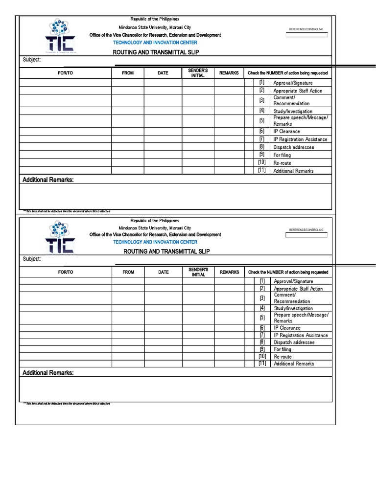 TIC Routing Slip | PDF | Communication