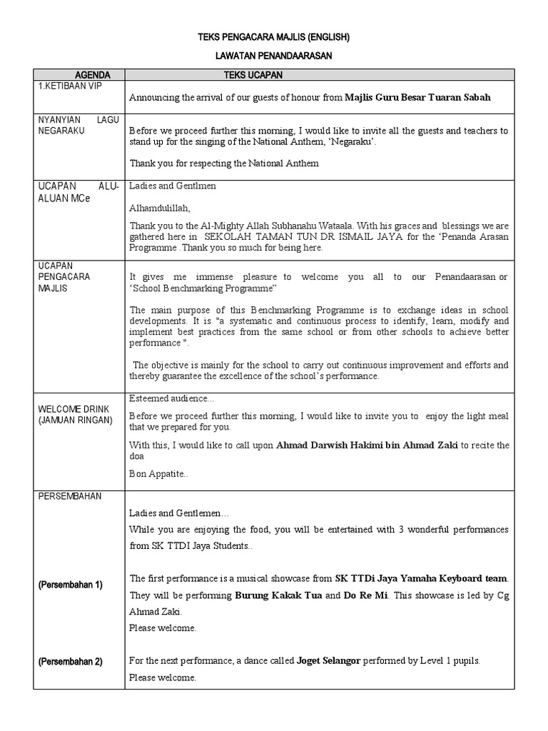 Teks Pengacara Majlis English Week | PDF