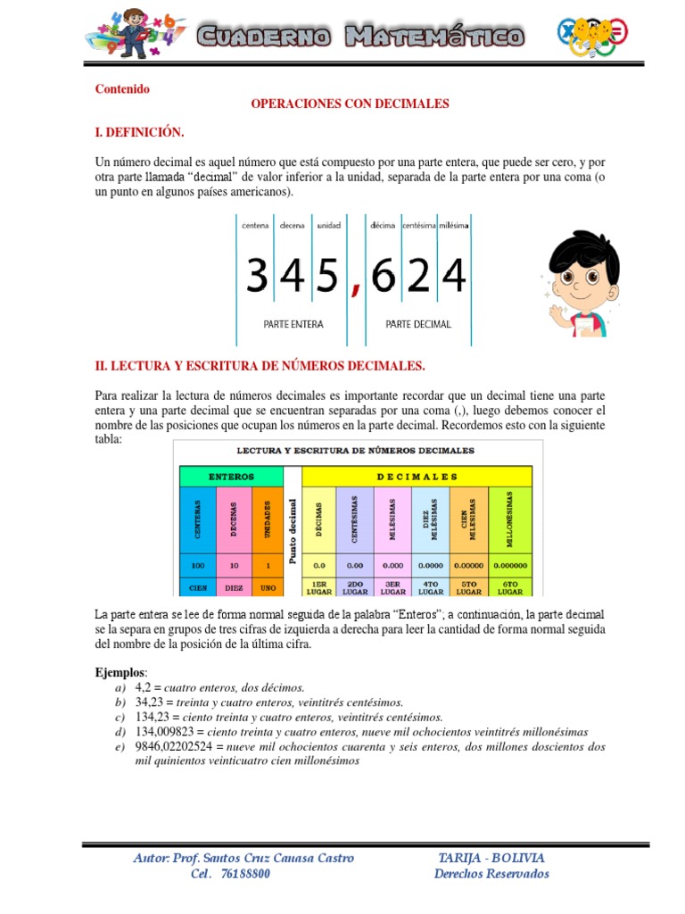 2do Contenido 07 Operaciones Con Decimales | PDF | Decimal | Números