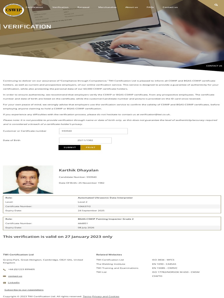 Verification - CSWIP Without Cswip | PDF | Computer Security | Security