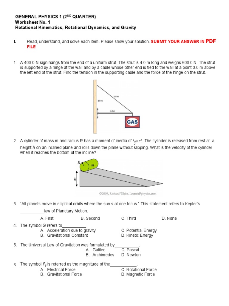 Q2 - W1 - General Physics 1 - Rotational Kinematics, Rotational ...