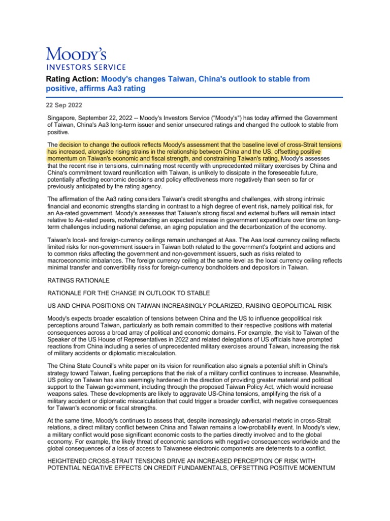 Moodys - TAP - Changed Outlook To Stable From Positive, Affirmed Aa3 ... Moodys - TAP - Changed Outlook To Stable From Positive, Affirmed Aa3 ...