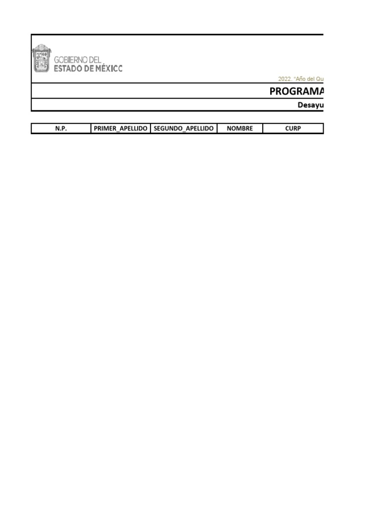 3° A-Base Seiem Programa Edomex Nutricion Escolar Desayunos | PDF