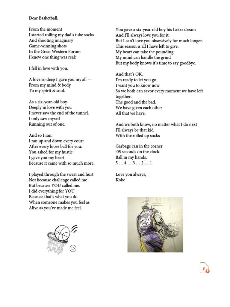 Dear Basketball Activities | Download Free PDF | Kobe Bryant