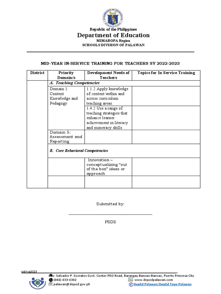 INSET REport Template | PDF