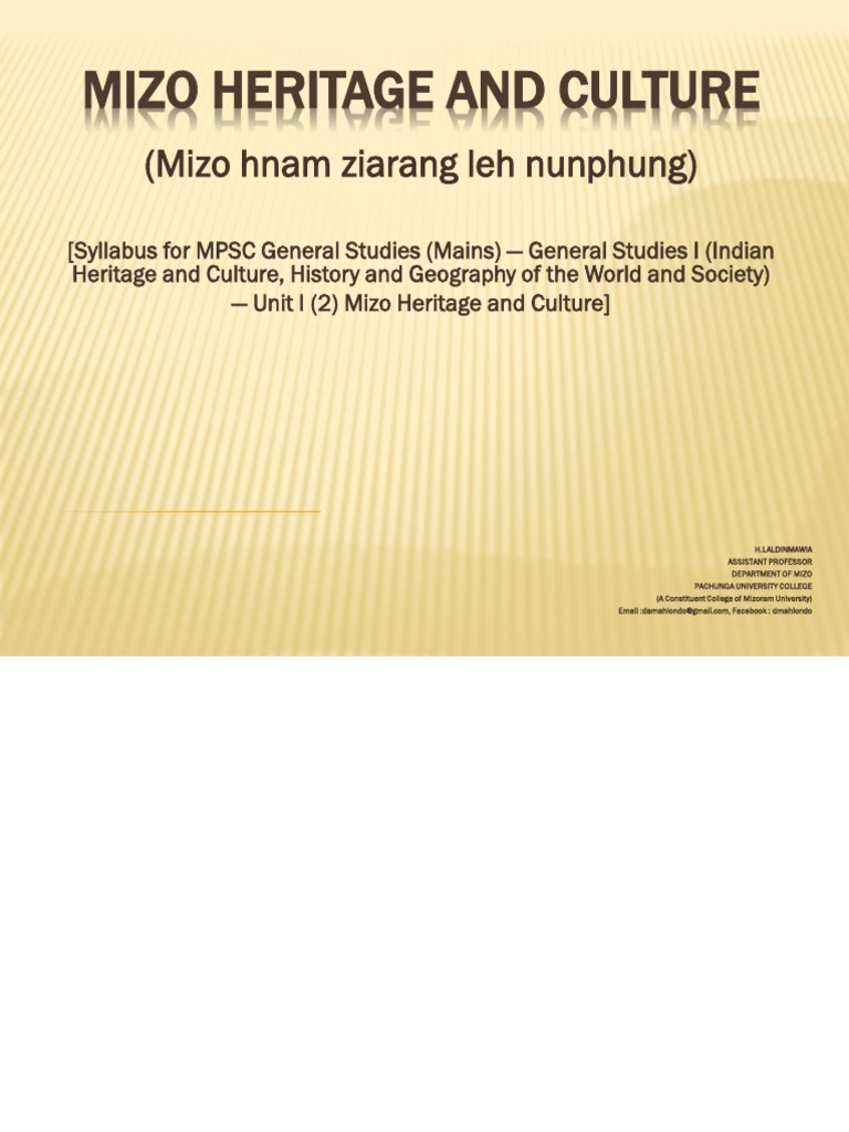 Mizo Heritage and Culture-1-1 | PDF | Demographics Of India | Social ...