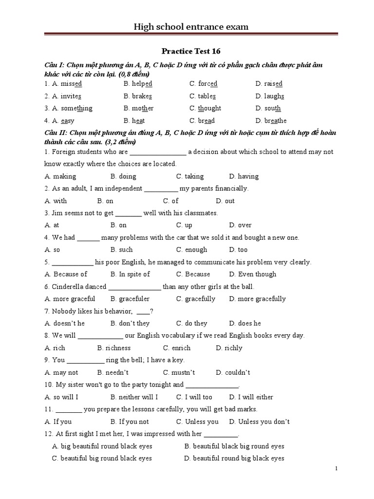 High School Exam Prep | PDF