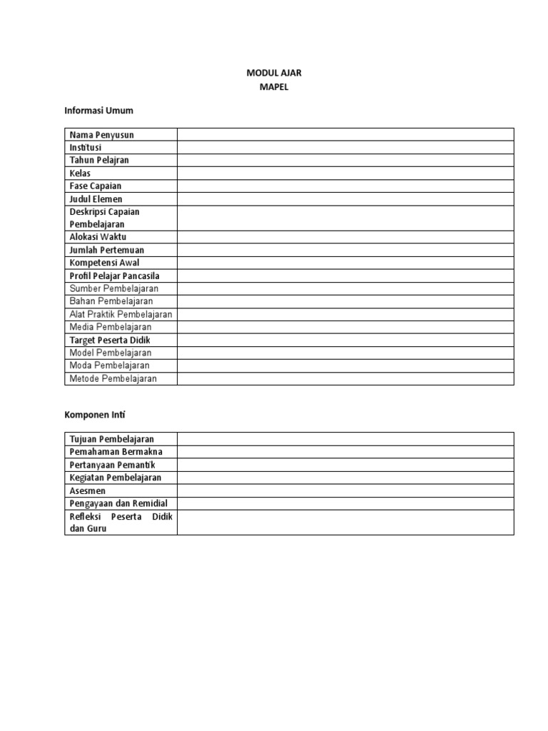 Form Modul Ajar | PDF