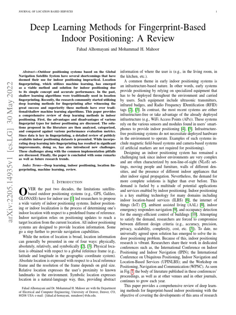 Deep Learning Methods For Fingerprint-Based Indoor Positioning: A Review | PDF | Wi Fi | Deep ...