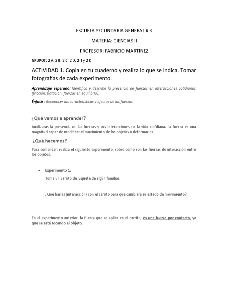 Experimentos de Fuerzas y Movimiento | PDF | Fuerza | Fricción