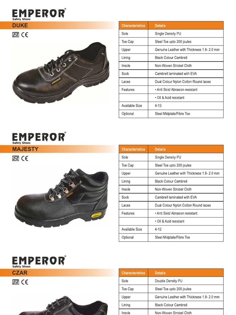 EMPEROR Safety Shoes - Enduser Catalog | PDF