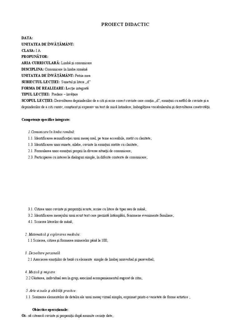 1 Proiect Didactic Comunicare | PDF