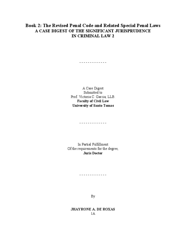 Criminal Law 2 Case Digest For Prosecutor Garciax27s Class | PDF ...