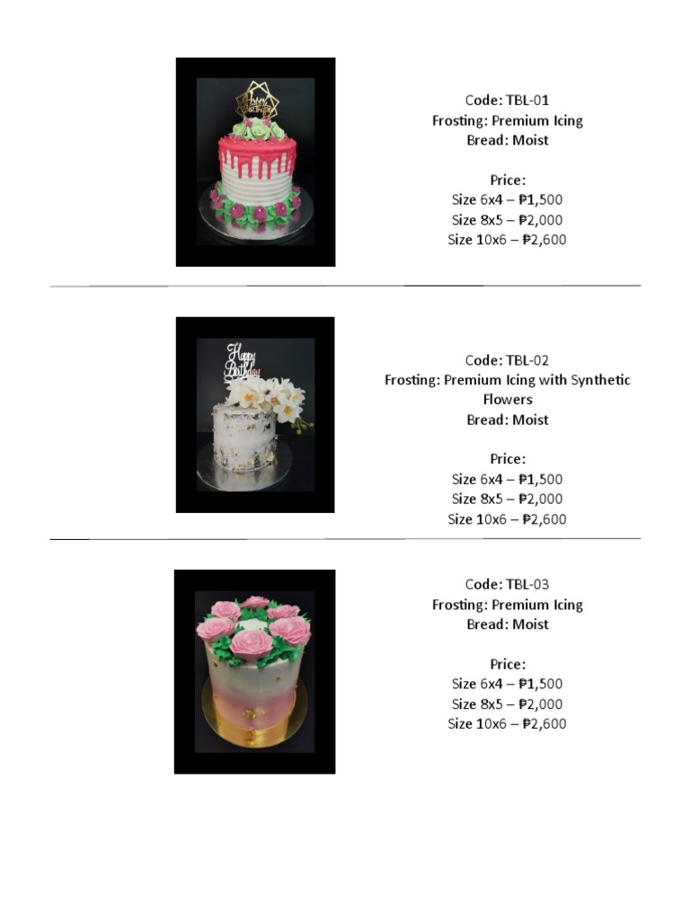 TBL Brochure (Regular Price) | PDF | Icing (Food) | Cakes