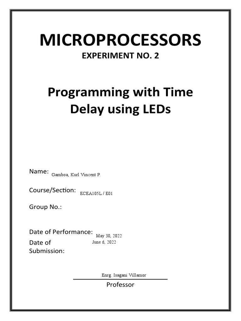 Experiment-2 Leds Gamboa | PDF | Computer Program | Programming