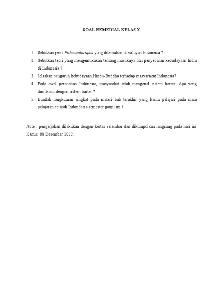 Soal Remedial Kelas X | PDF