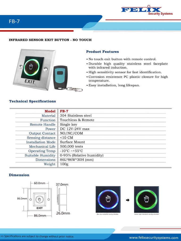FELIX FB-7 Exit Button | PDF