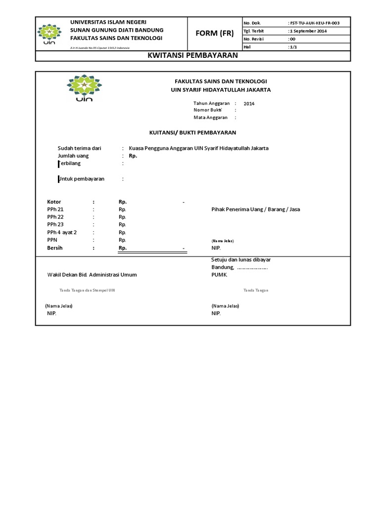 003 Form Kwitansi Pembayaran | PDF