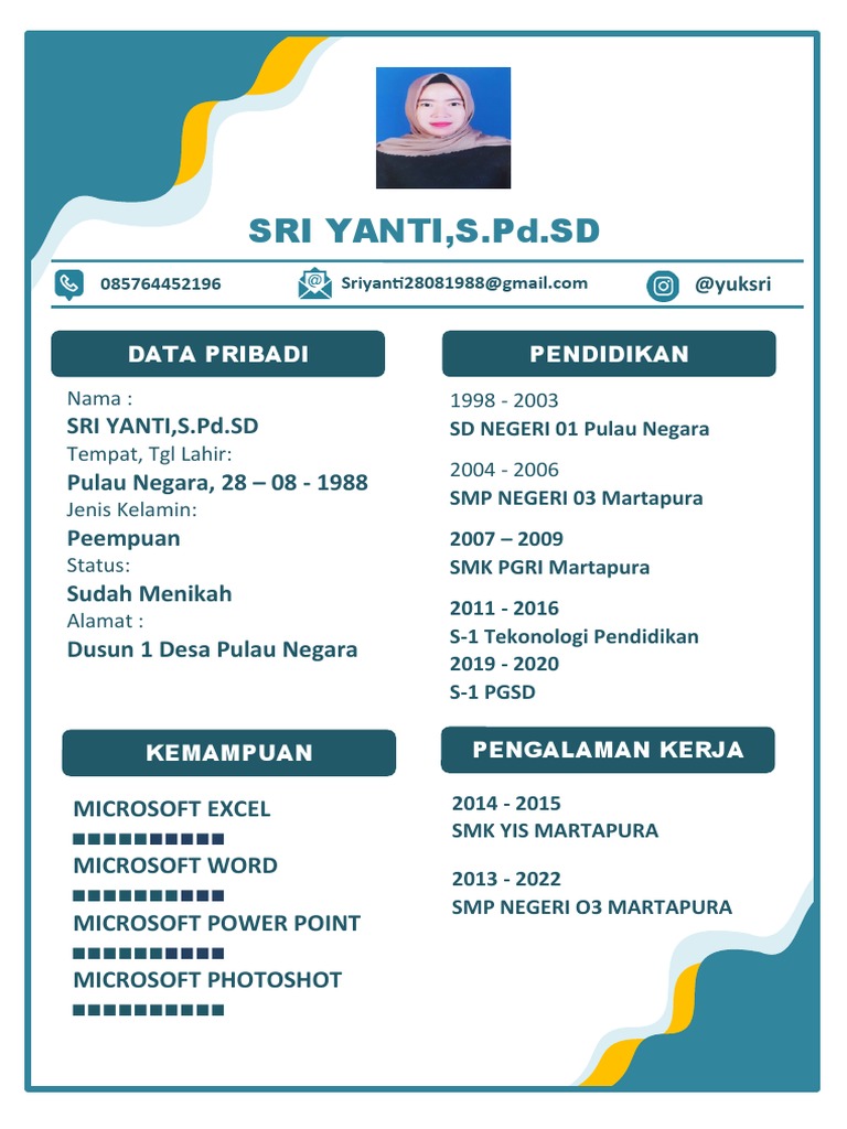 CV Lamaran Kerja Untuk Tamatan Sma SMK Versi 5 | PDF