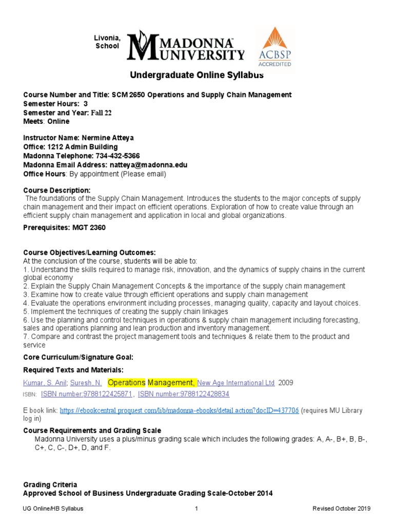 SCM 2650 Atteya - Fall 22 Haiti | PDF | Course Credit | Supply Chain Management