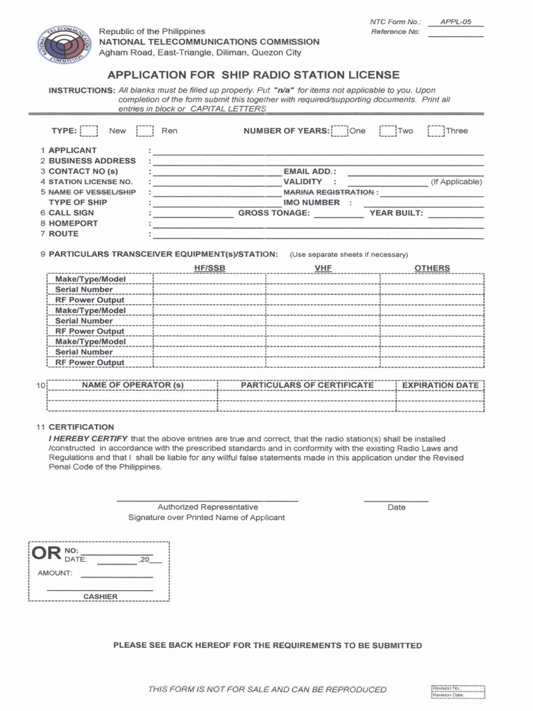 Ship Radio Station License Application | PDF