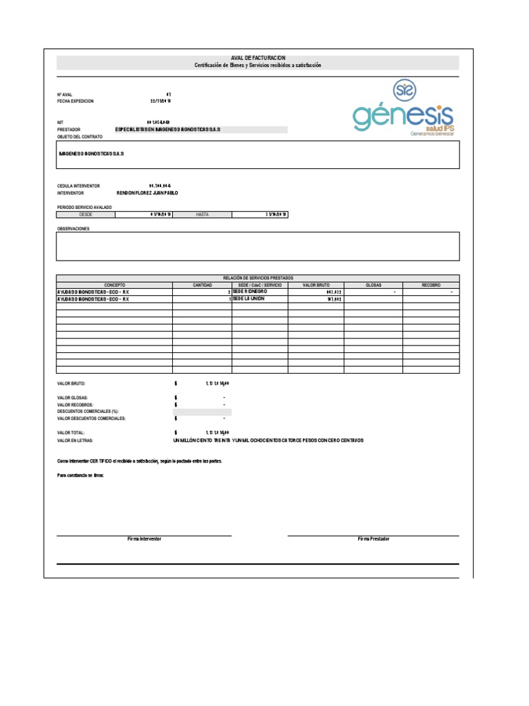 67 Aval Factura Oct. Rad 2 Nov. | PDF