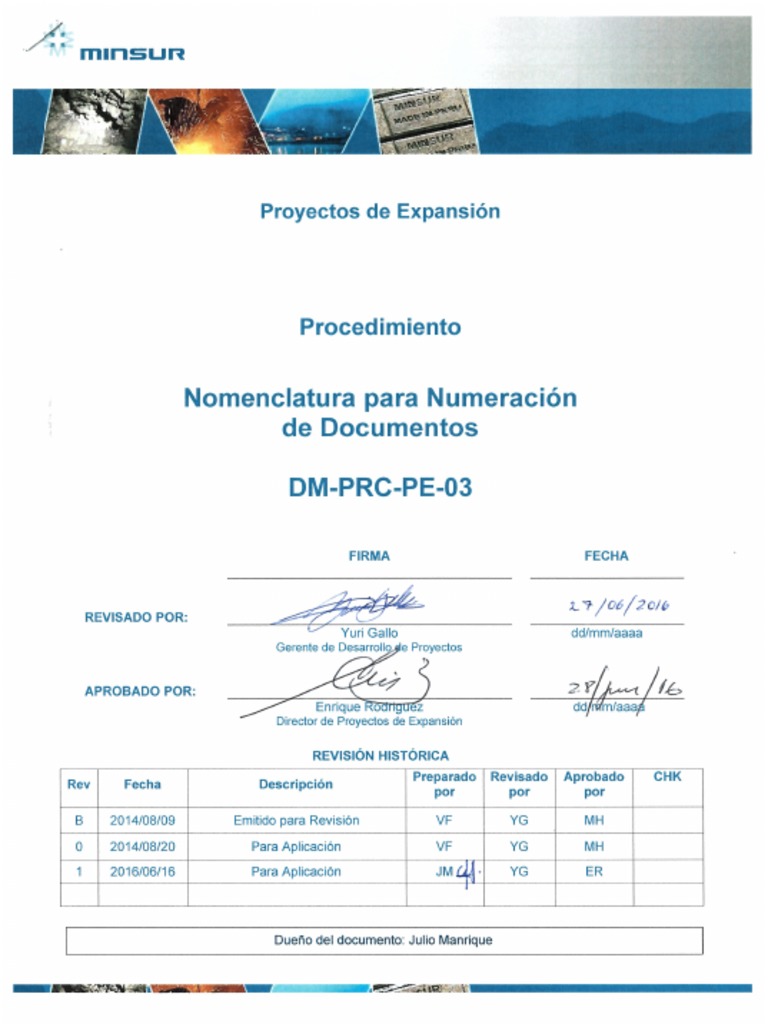 DM-PRC-PE-03 - R1 Nomenclatura para Numeracion de Documentos | Descargar gratis PDF | Minería ...