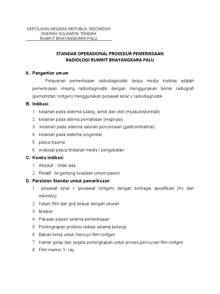 Standar Operasional Prosedur Pemeriksaan | PDF