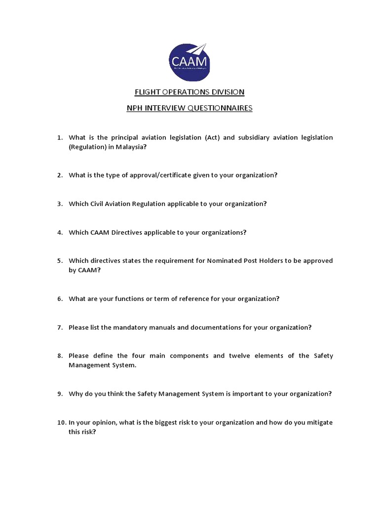 NPH INTERVIEW QUESTIONNAIRES For Candidate | PDF