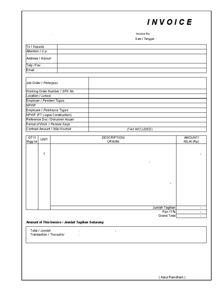 Draft Invoice Pdf