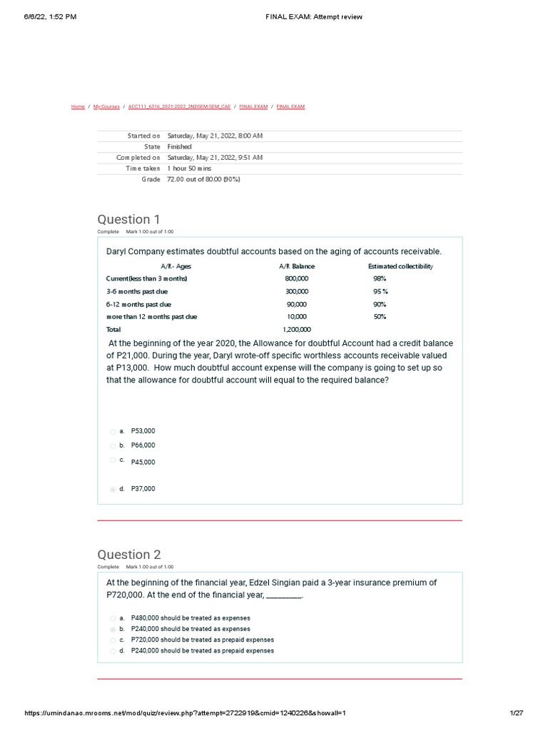 Final exam review for ACC111 accounting course | PDF | Debits And ...