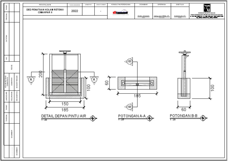 Rencana Detail Kolam Retensi Cimahpar II | PDF