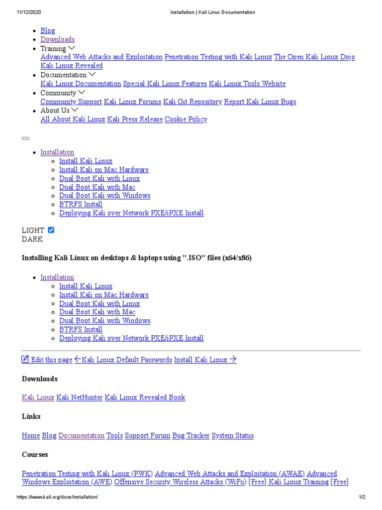 Installation - Kali Linux Documentation | PDF