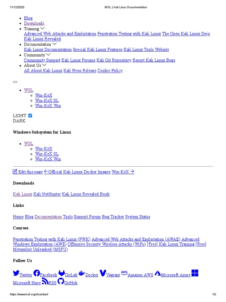 WSL - Kali Linux Documentation | PDF