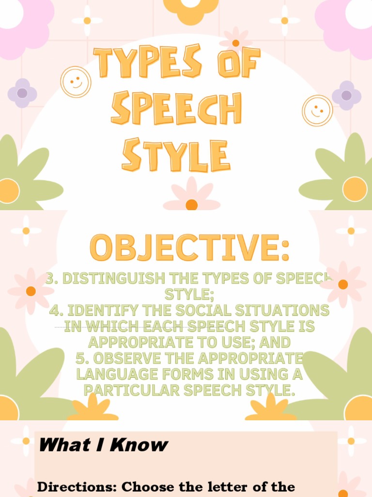 Types of Speech Style | PDF | Speech | Communication