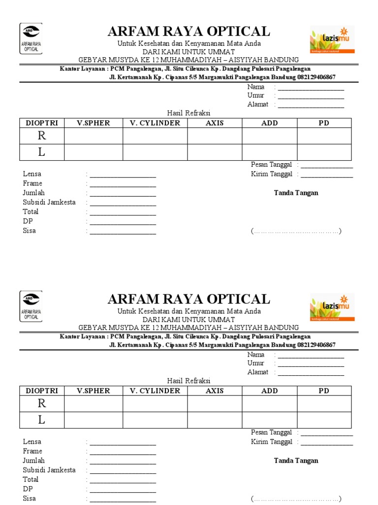 Kartu Arfam Raya Optical | PDF | Karier & Perkembangan | Bisnis