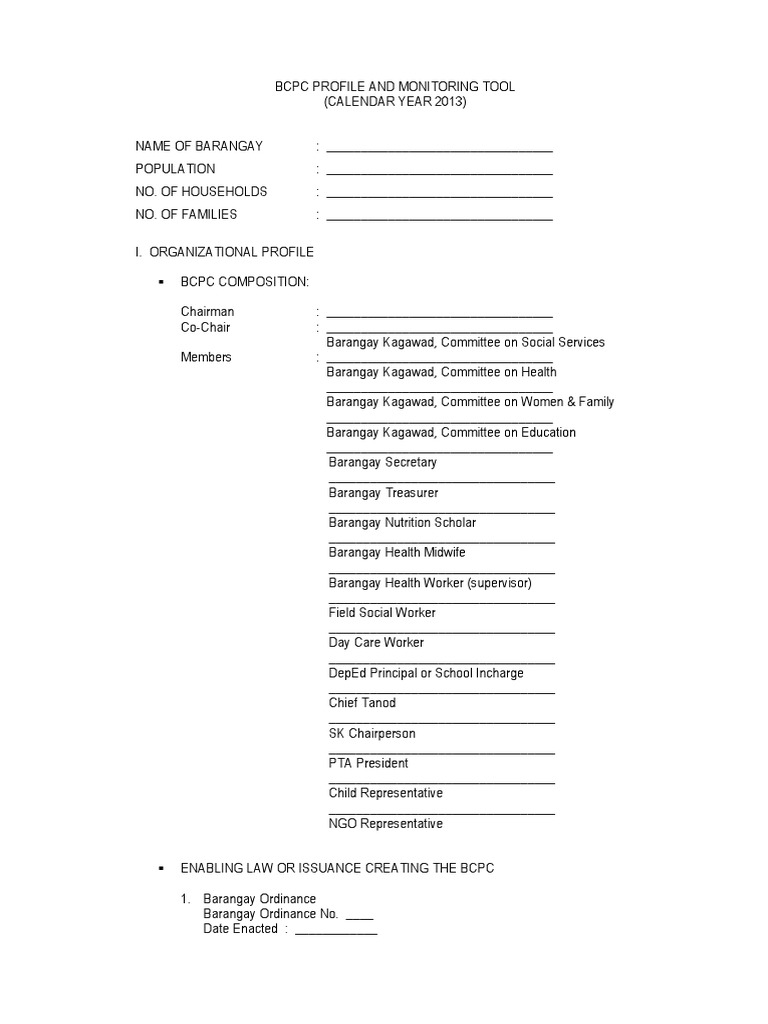 BCPC Profile and Monitoring Tool | PDF