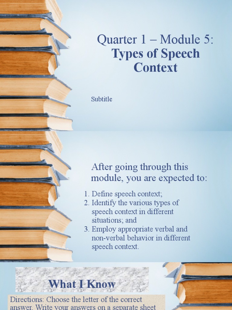 Types of Speech Context | PDF | Communication | Interpersonal Communication