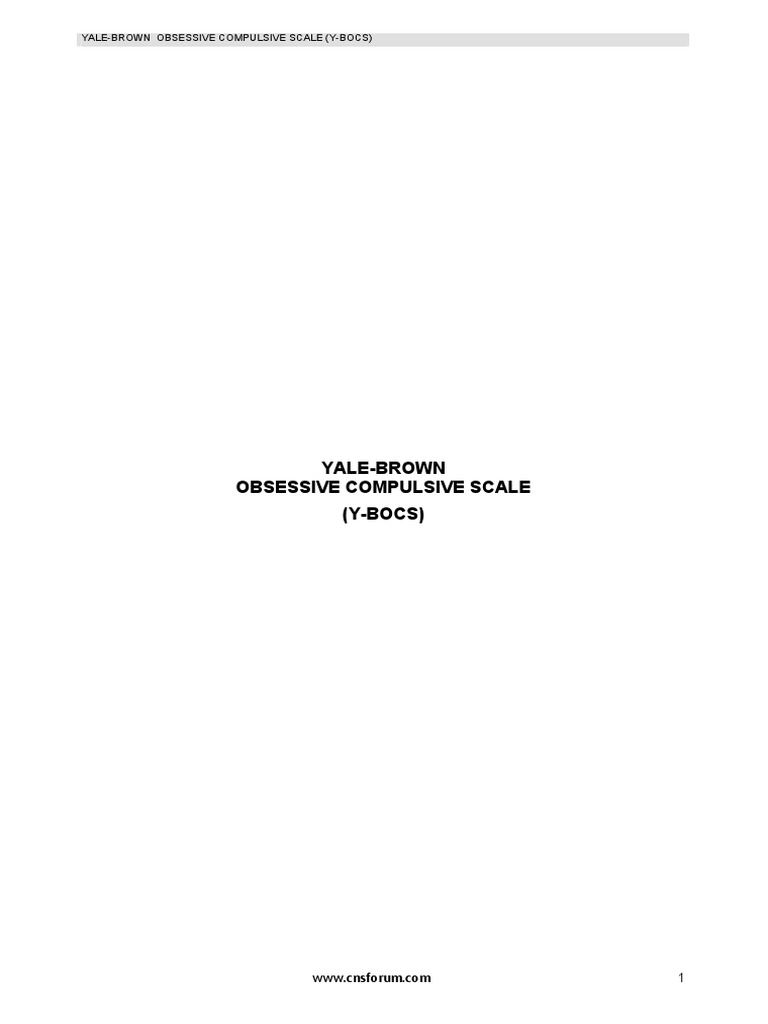 YBOCS | PDF | Obsessive–Compulsive Disorder | Behavioural Sciences