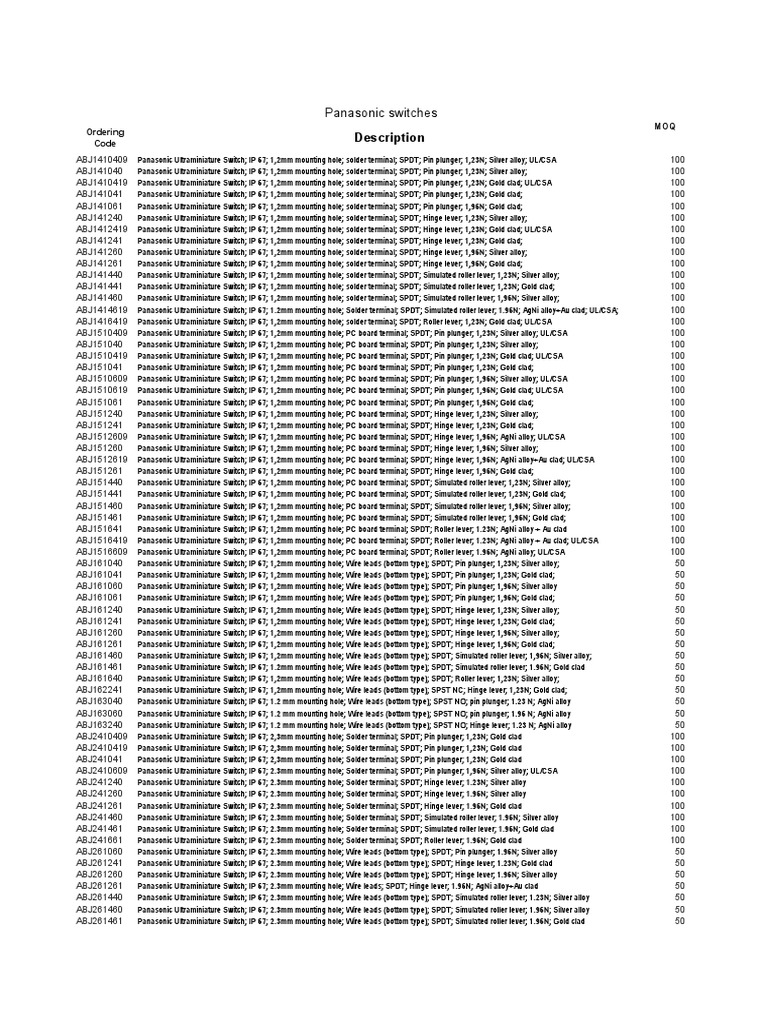 Panasonic Switches | PDF | Switch | Solder