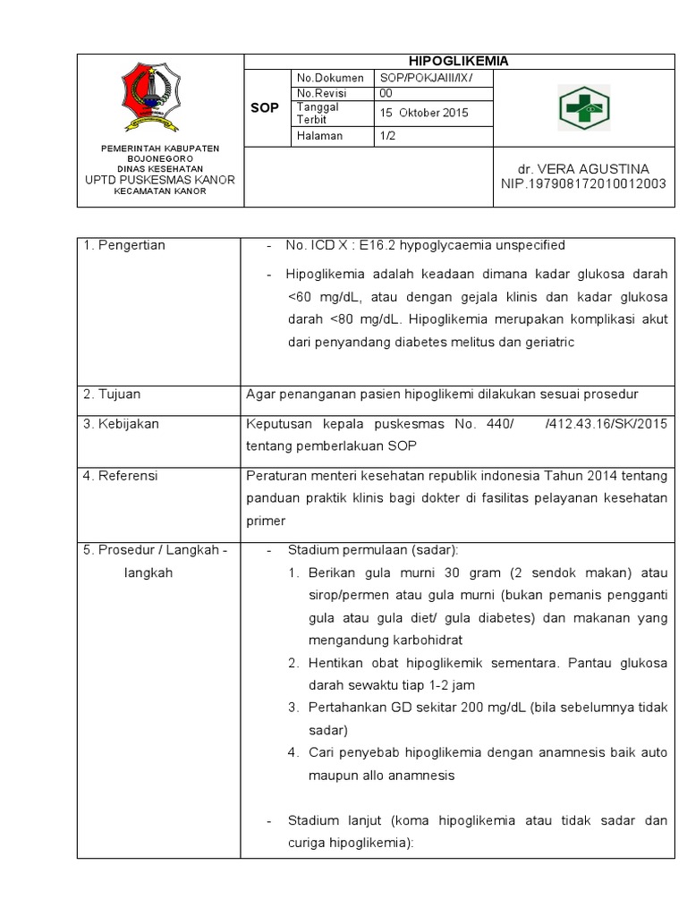 Protap Penanganan Hipoglikemia | PDF