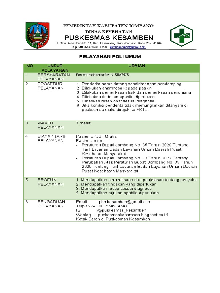 Standar Pelayanan Poli Umum | PDF | Pengembangan Diri | Kesehatan Holistik
