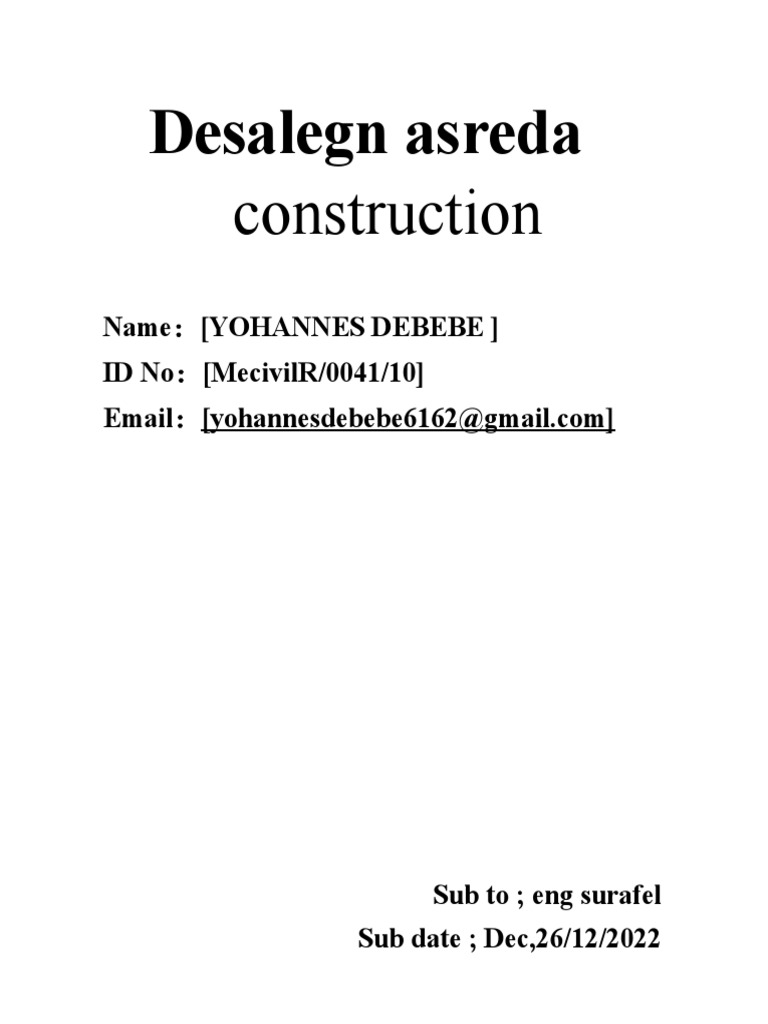 Desalegn Asrade Construction | PDF | Concrete | Mortar (Masonry)