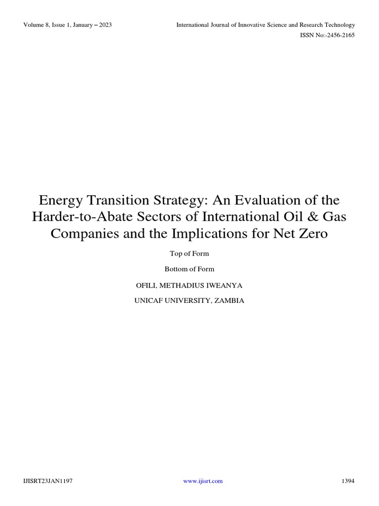 Energy Transition Strategy An Evaluation of The Harder-To-Abate Sectors ...